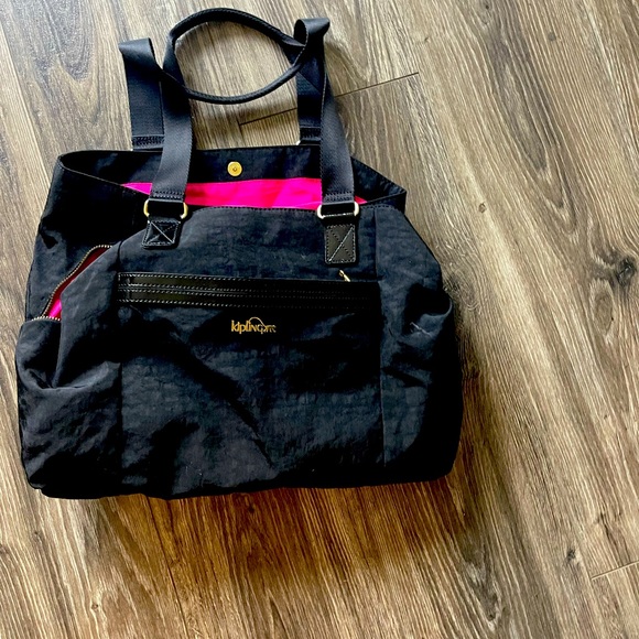 Kipling | Bags | New No Tags Handbag Black With Hot Pink Inside ...